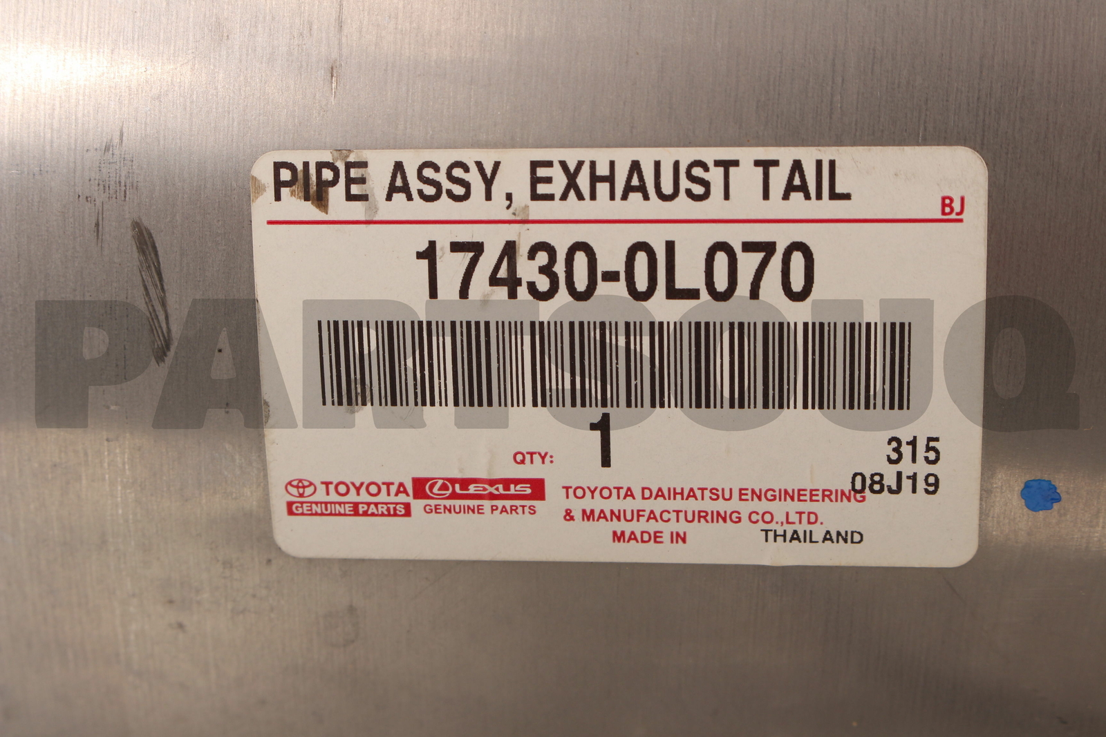 174300L070 Toyota Pipe Assy Exhaust 17430-0L070 Genuine OEM Part for ...