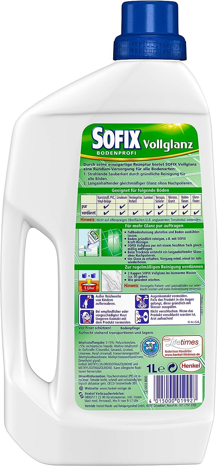 Sofix Vollglanz Reiniger für alle Bodenarten 1000 Ml online kaufen | eBay
