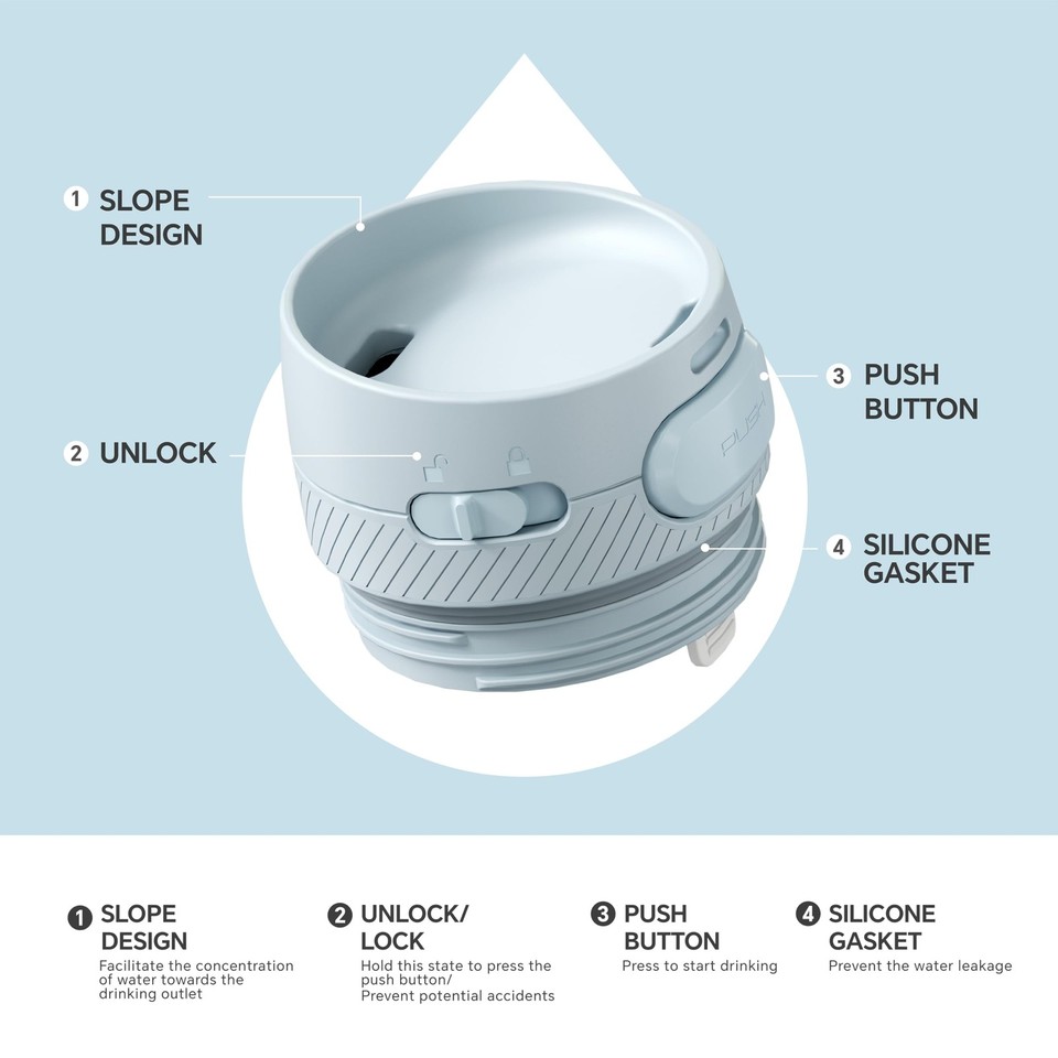 Insulated Stainless Steel Water Bottle 17 oz Push Button Lid ...