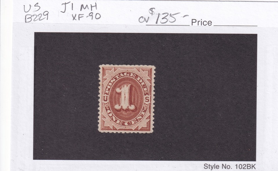 MATT'S STAMPS US SCOTT #J1 POSTAGE DUE 1-CENT ISSUE OF 1879, MH XF-90 ...