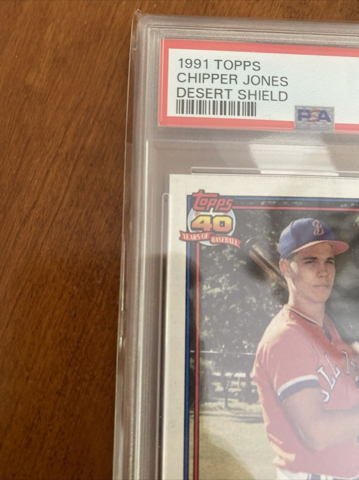 1991 Topps Desert Shield #333 CHIPPER JONES RC PSA 9 BRAVES ROOKIE CARD ...