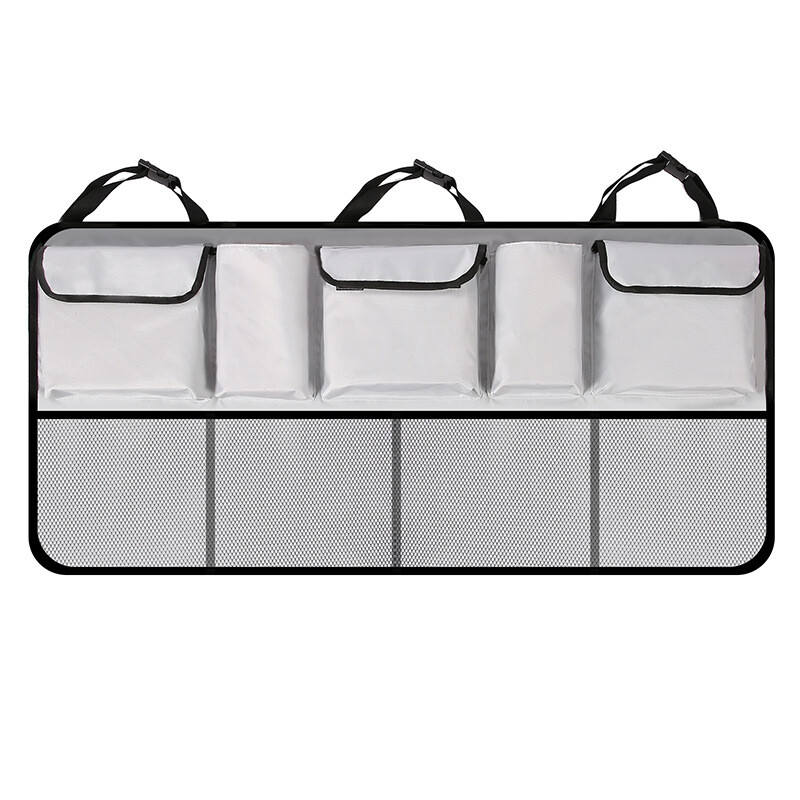 1X Foldable Car Rear Trunk Organizer Backseat Mesh Pockets Storage Bag ...