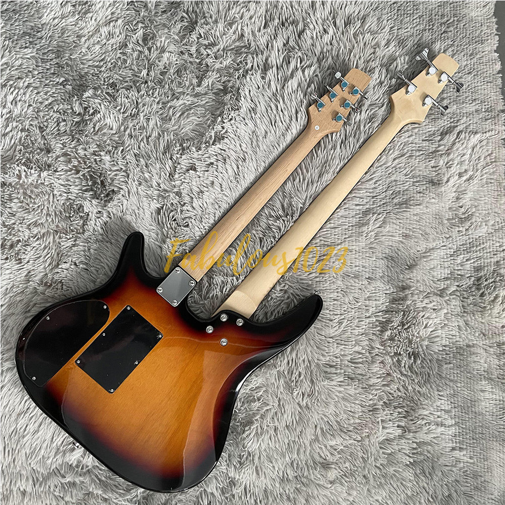 4+6String Bass Guitar&Electric Guitar,Double Neck,Sunburst Color,Chrome ...