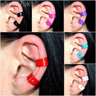 NEW PAIR OF EAR CUFF HELIX CARTILAGE CLIP ON WRAP EARRINGS EMO PUNK ...