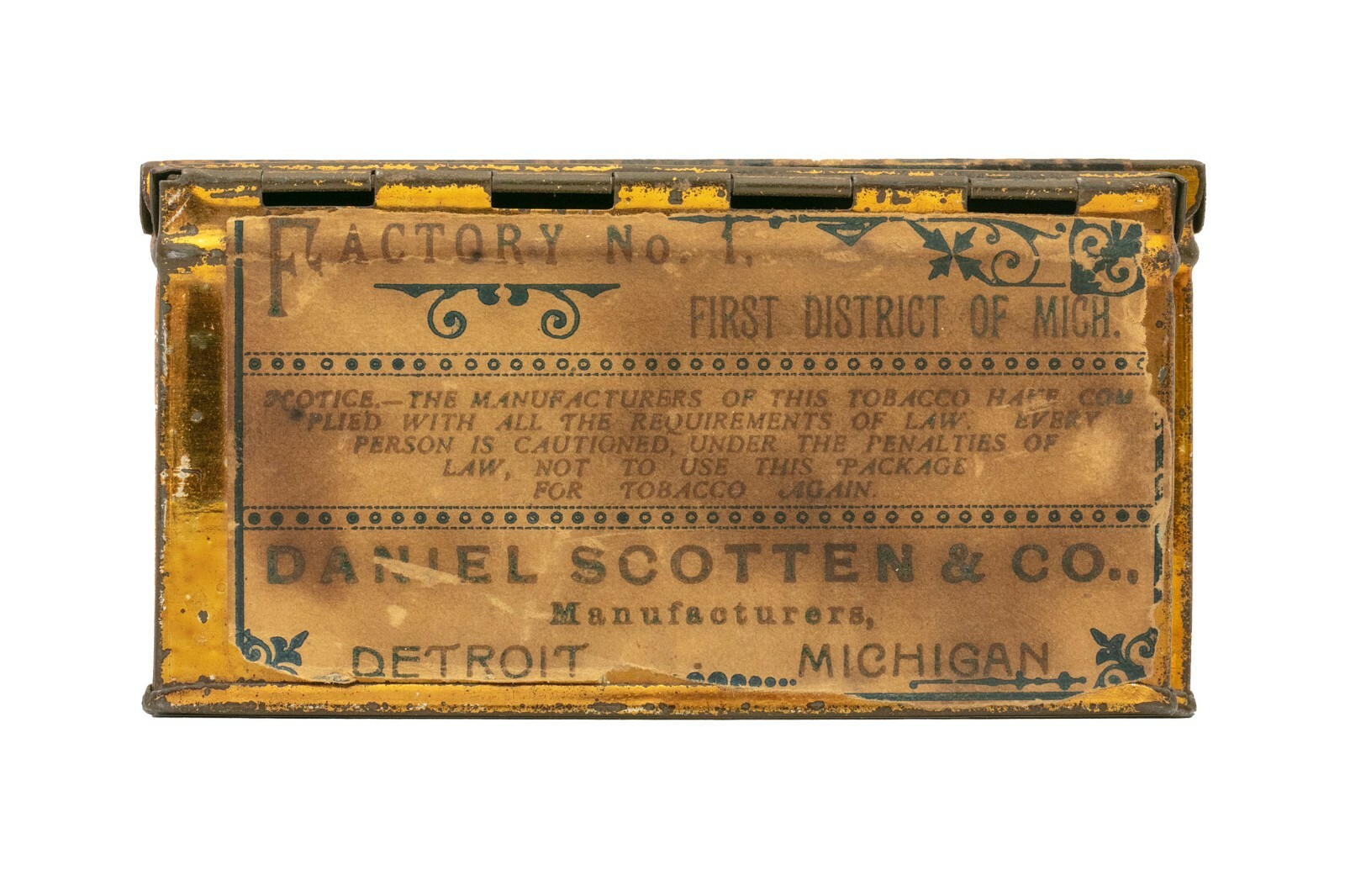 Scarce 1890s "Paris Mutuals" paper label hinged 4oz. tobacco tin in ...