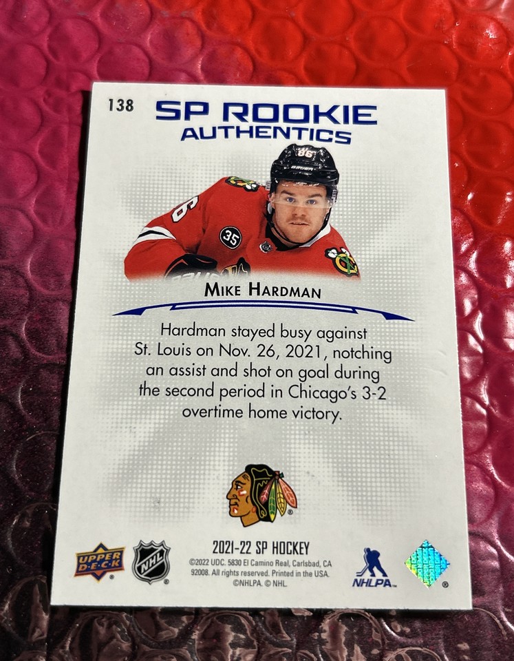 2021-22 Upper Deck SP Mike Hardman Rookie Authentics Blue RC #138 ...