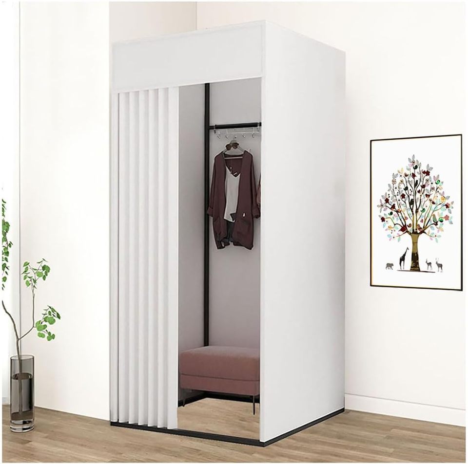 Mobile Fitting Room, Portable Dressing Room Frame with Curtain and Hook ...
