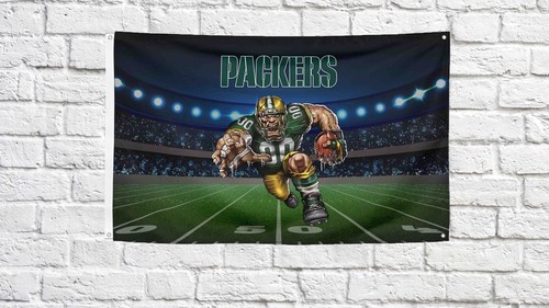 Green Bay Packers Football 3x5 ft Mascot Flag - Ideal NFL Gift Wall ...