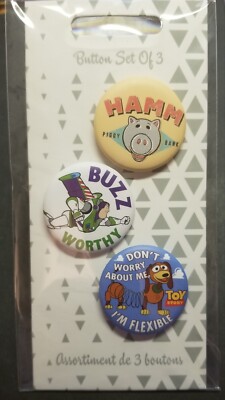 2020 Toy Story Buzz Slinky Hamm Pin Trading Buttons Set of 3 New Sealed ...
