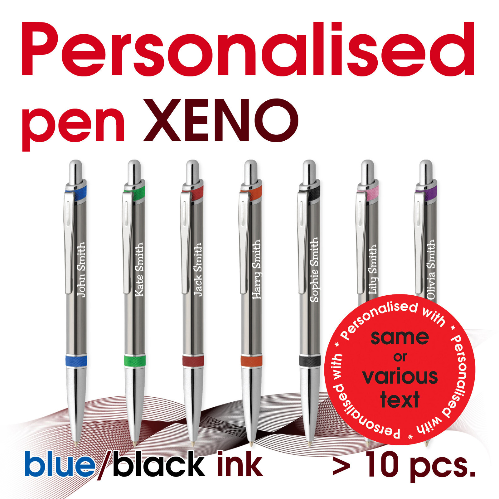 10/20/25/50/100 Personalised metal Pen *XENO* Teacher School leavers ...