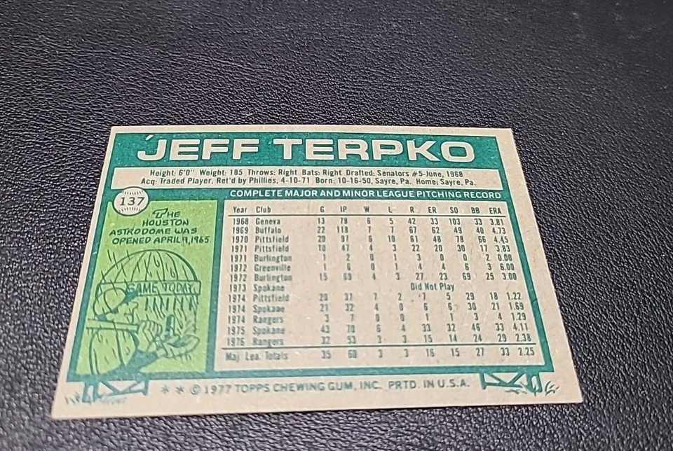 1977 Topps - #137 Jeff Terpko (RC) | eBay