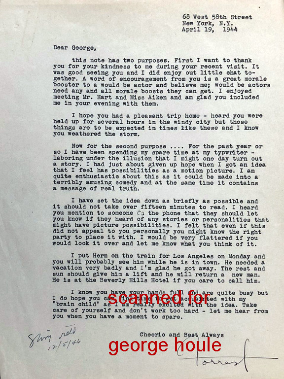 FORREST TUCKER - LETTER - SIGNED - GEORGE CUKOR - RETURNED SCRIPT - F ...