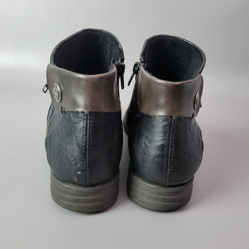 Remonte Womens Ankle Boots Leather Side Zip Black Blue Biker Boho EU 40 ...