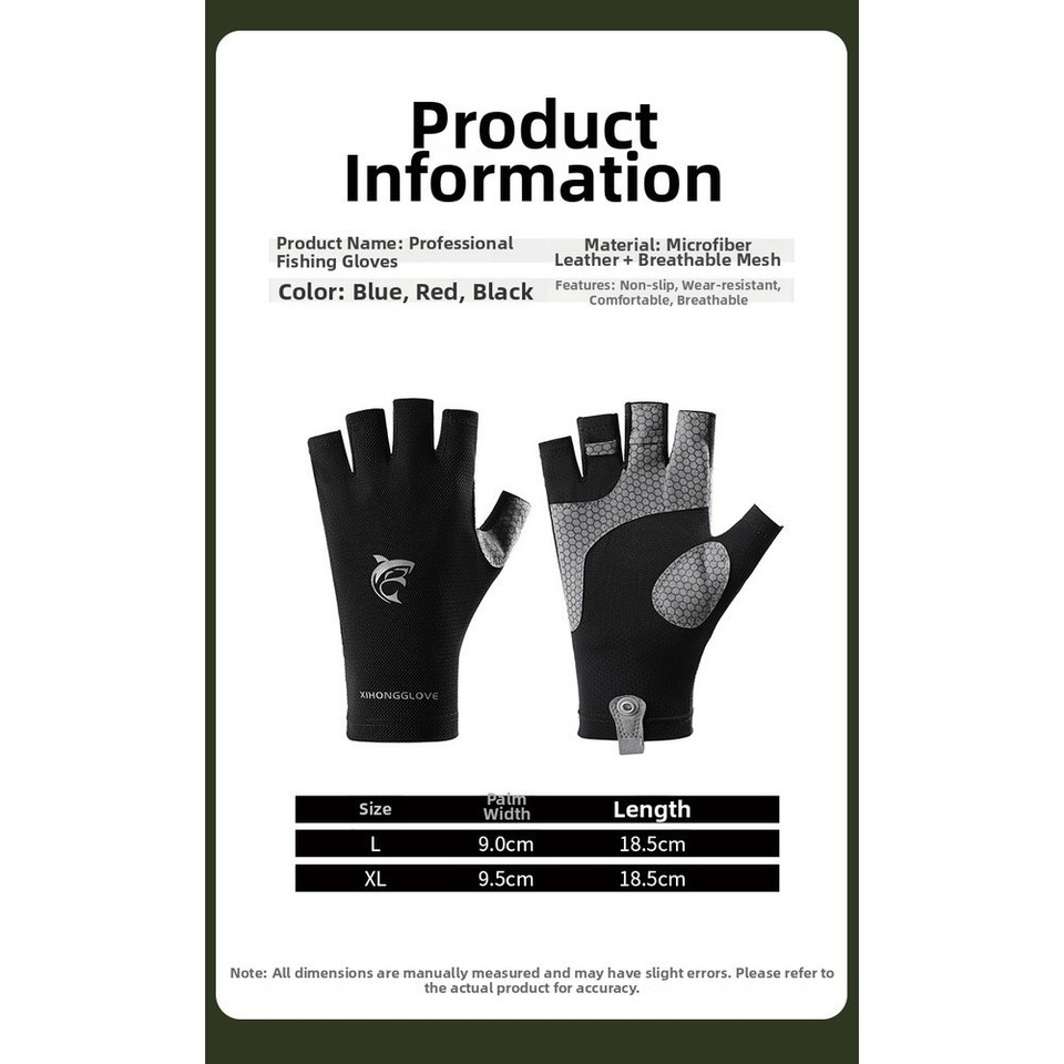 Non-Slip Grip Fishing Gloves Lightweight Porous Material For Fishing ...