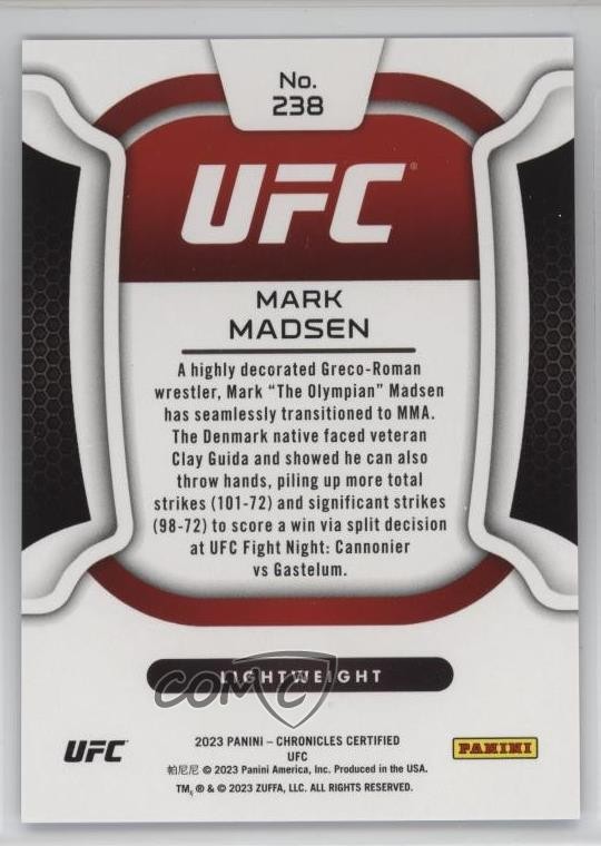2023 Panini Chronicles UFC Certified Blue /99 Mark Madsen #238 Rookie ...