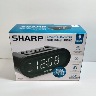 Sharp Digital Alarm Clock Accuset Automatic Smart Set Electric Bedroom ...