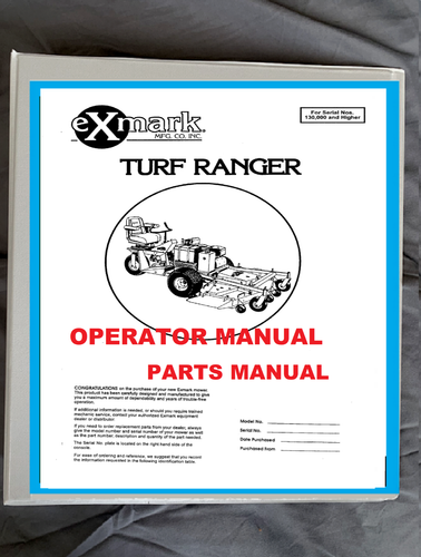 ExMark TURF RANGER zero turn mower operator & parts manual printed free ...