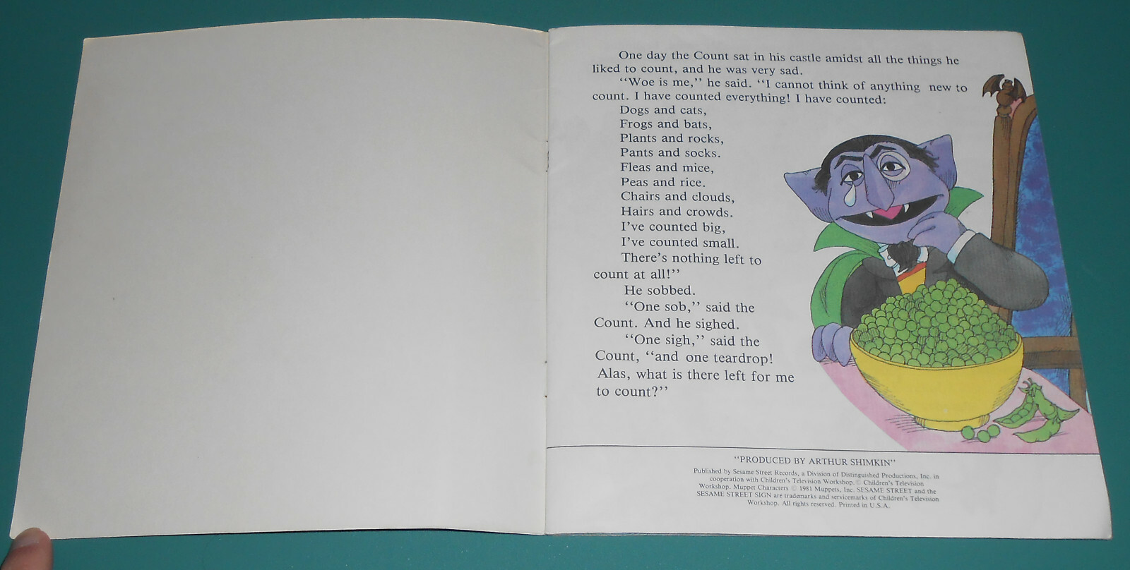 Vintage 1981 COUNT COUNTS A PARTY Sesame Street Book 7" 33 1/3rpm ...