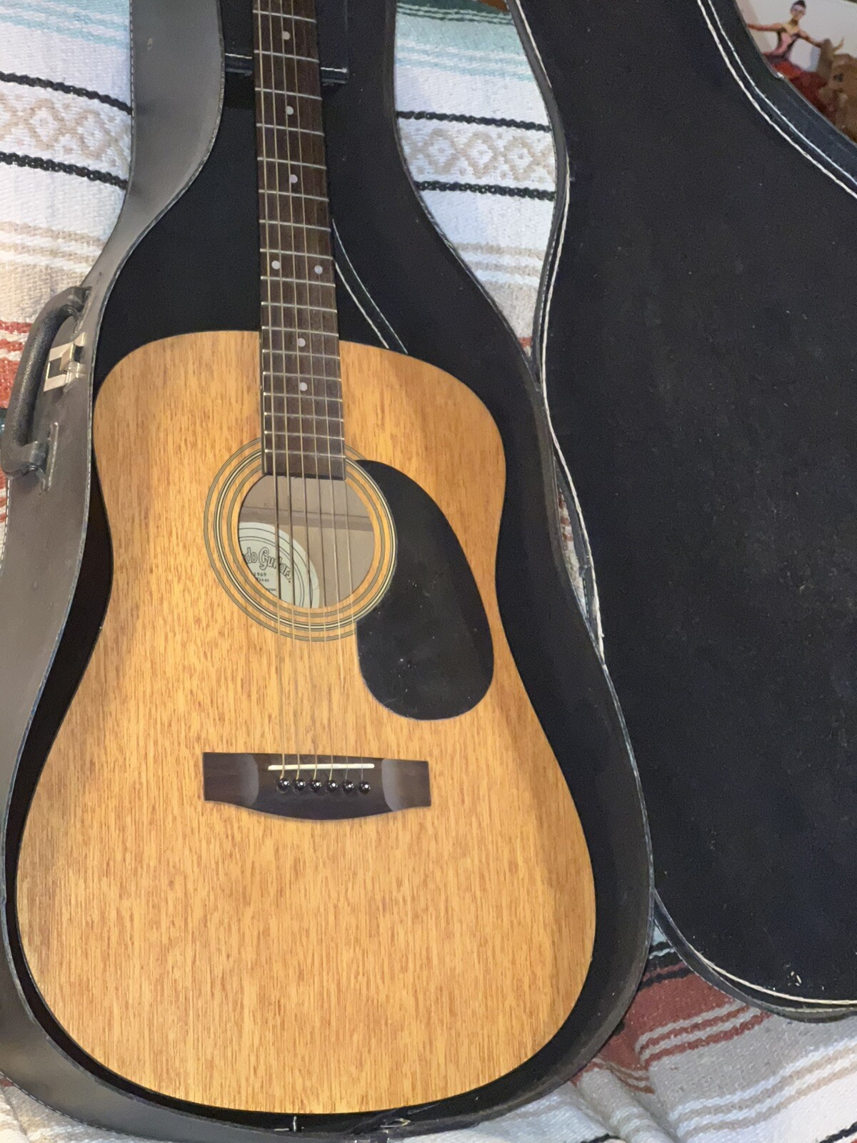 Hondo H-50 Dreadnought Acoustic - Natural Rare Finish With Case GREAT ...