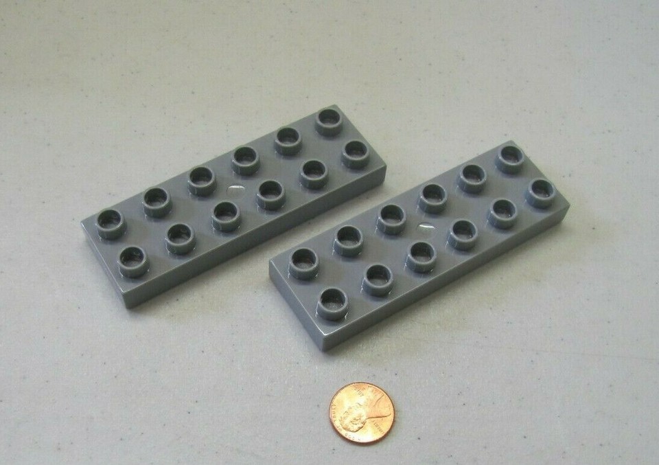 Lego Duplo 2 Thin 2X6 Light Grey Bricks Blocks Building Block House ...