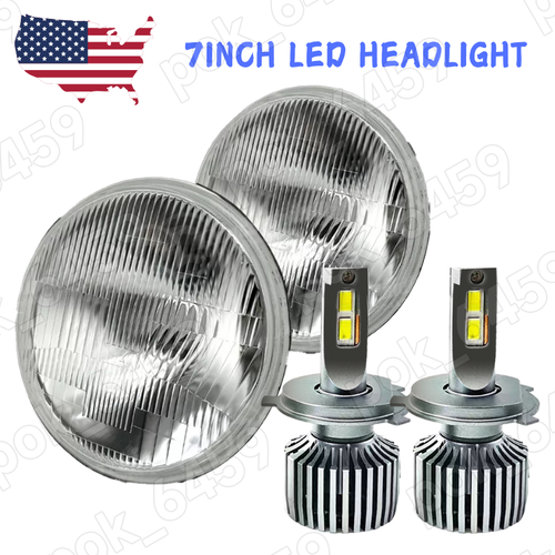 1pair 7" Round LED Headlights Hi/Lo Beam For Chevy Nova 1969 1970 1971 ...