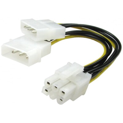 Internal PC PCI Express Graphics Card Power Lead Cable. Molex 4-pin & 6 ...