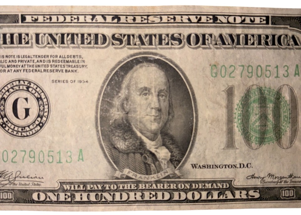 1934A One Hundred $100 Dollar Federal Reserve Note G Chicago Nice ...