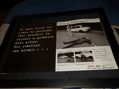 Joni Mitchell Hits And Misses Rare Original Promo Poster Ad Framed! | eBay