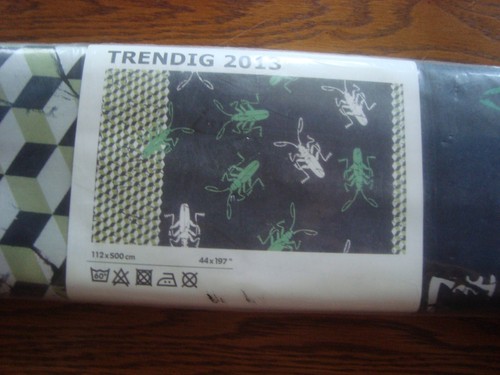 IKEA Limited Edition TRENDIG Oriental Bugs Geometric Fabric Black Green ...