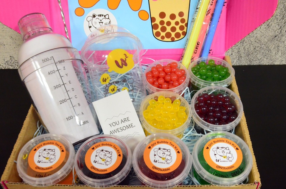 DIY Boba Bubble Fruit Tea Professional KIT Box (4 Flavours / 4 Servings ...