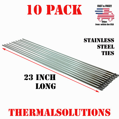 10PC 23" STAINLESS STEEL ZIP TIE CABLE STRAP BAND CLAMP EXHAUST PIPE ...