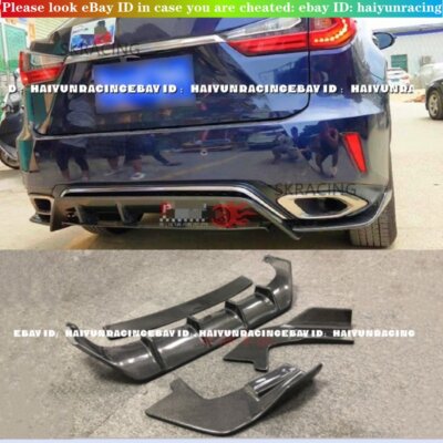 For Lexus RX350 450h 16-19 Real Carbon Fiber Rear Bumper Diffuser Lip ...