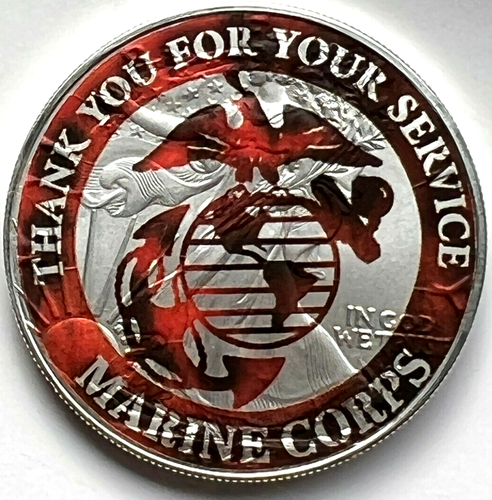 US Marine Corps USMC - American Silver Eagle 1oz .999 Silver Dollar ...