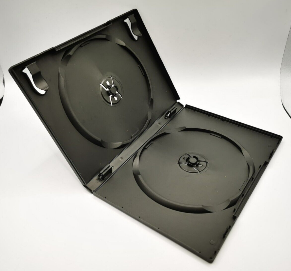 PREMIUM 10 x Double Black DVD Case DVD Covers w/ Clear Outer Wrap 14mm ...