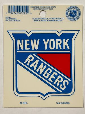 NY New York Rangers Hockey NHL Reusable Static Cling Window Decal ...