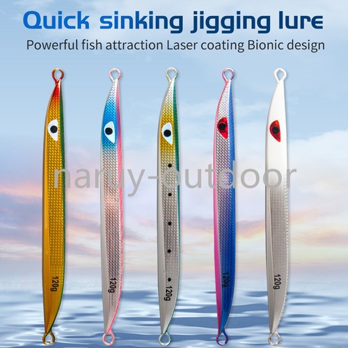 Slow Fall Pitch Fishing Lures Fast Sinking Lead Metal Flat Jigs Jigging ...