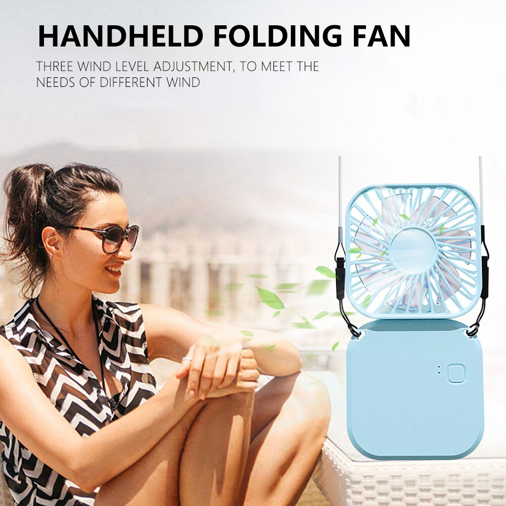 Foldable Hanging Fan Comfortable Neckband Fan Outdoor Accessories (Sky ...