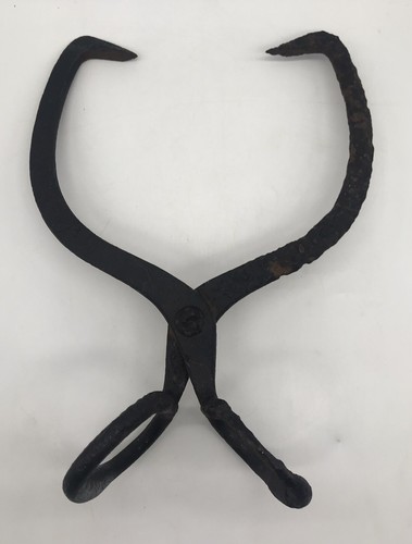 Antique Ice Block Tongs Large Hand-Forged Cast Iron Ice Hook Primitive ...