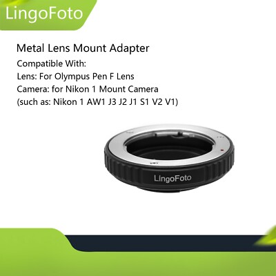 Metal Lens Adapter for Olympus Pen F Mount Lens to for Nikon 1 AW1 V2 ...