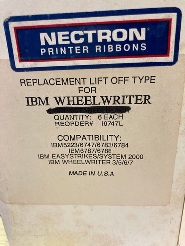 6PK NECTRON REPLACEMENT IBM WHEELWRITER LIFT OFF TYPE TYPEWRITER RIBBON ...