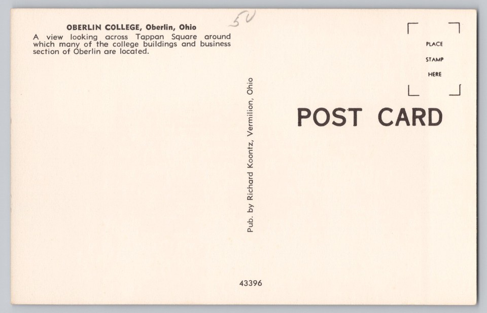 Oberlin College 1833 Postcard OH Tappan Square Chrome Fall Colors | eBay