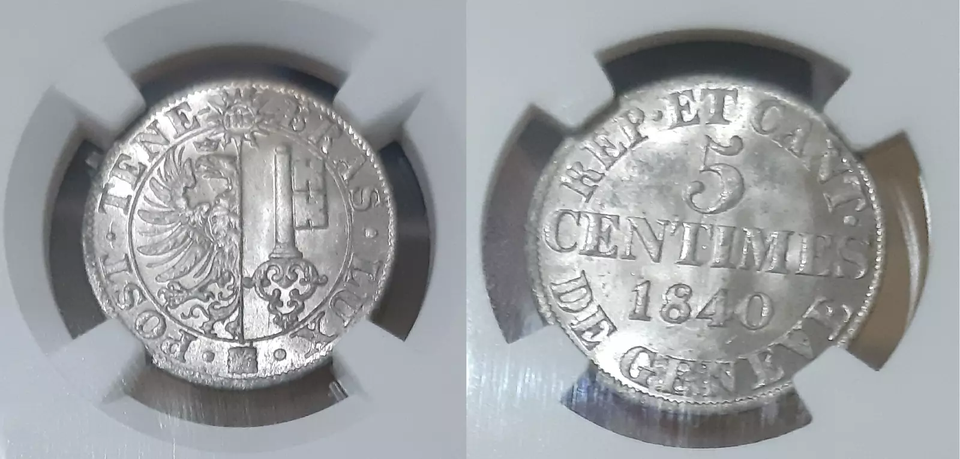 NGC Switzerland MS 65 Geneva 1840 5 Centimes Coin Unc Silver Full ...