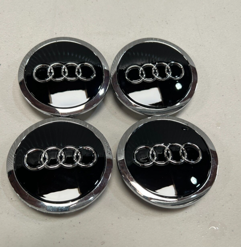 Audi 69mm Black Chrome Wheel Rim Center Hub Caps Emblem 4PC Set ...
