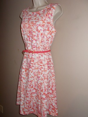 212 Collection Womens Size M Geometric Floral Belted Fit n Flare Dress ...