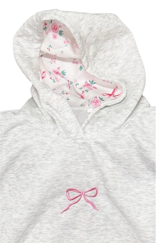 Prisana Bay Gray Hoodie Sweatshirt Small NWT Pink Bow Embroidery Floral ...