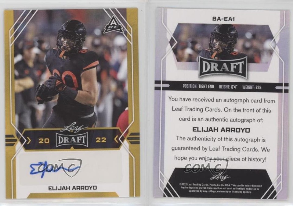 2022 Leaf Draft Auto Gold Elijah Arroyo #BA-EA1 Auto 0o3f | eBay