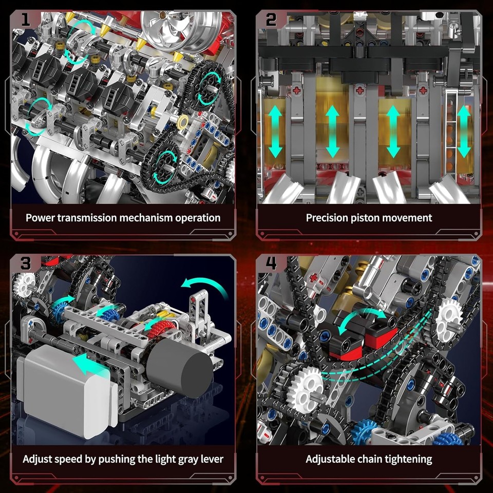 V8 Engine Building Blocks Sets, V8 Engine Model Kit That Works, MOC ...