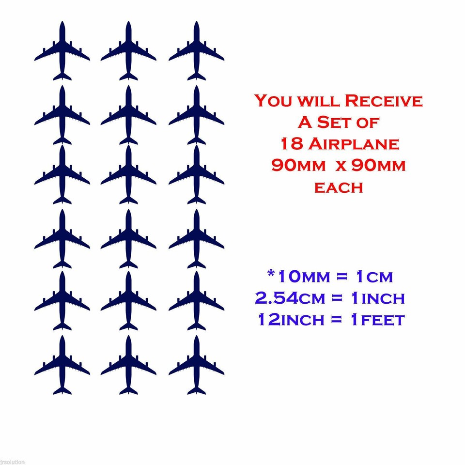 18 Airplane Wall Stickers Kids Room Nursery Boys Bedroom Aviation Vinyl ...