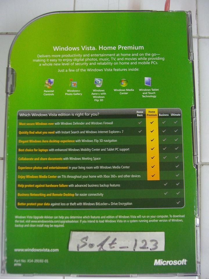 Microsoft Windows Vista Home Premium Full w/SP1 MS WIN 32 Bit DVD =NEW ...