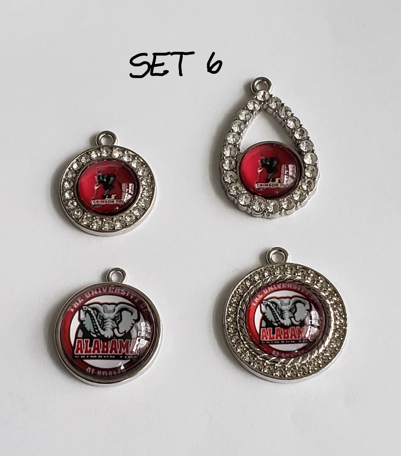 Sale 4pcs charms of Alabama Crimson Tide College team top glass, enamel ...